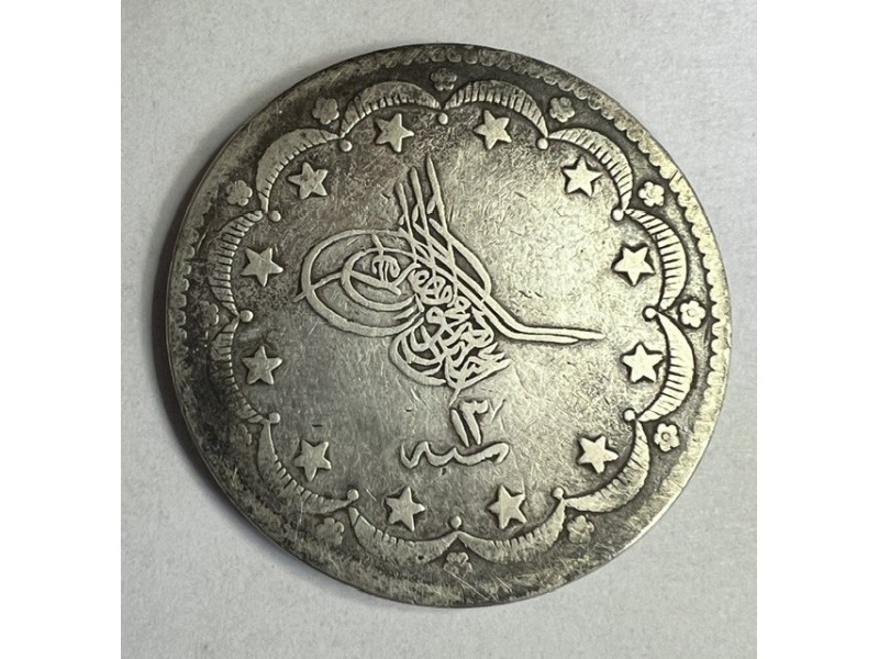⭐ Srebro 20 Kuruša 1873 S. Abdulaziz Osmansko Carstvo ⭐