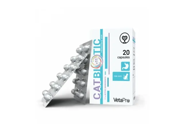 VetaPro Dodatak ishrani za mačke za varenje i crevnu ravnotežu, CatBiotic kapsule, 20 kom