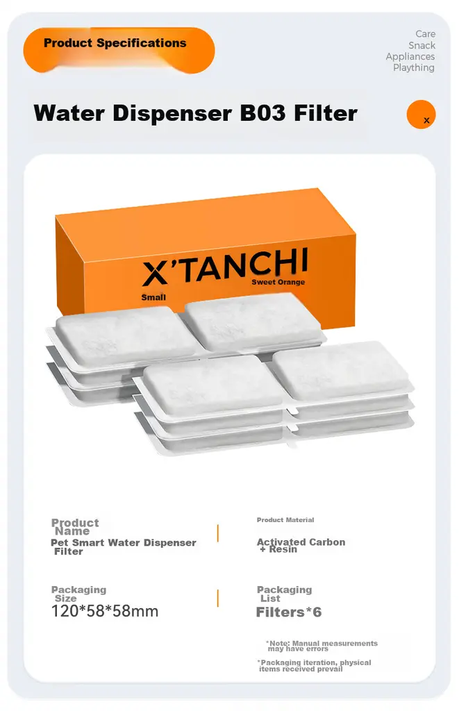 Xiaotiancheng Filter za fontanu za ljubimce B03, 6 komada