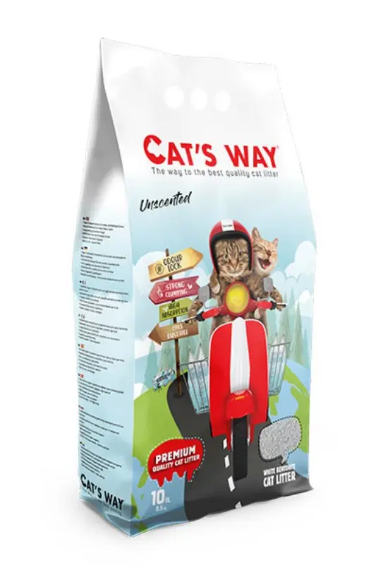 CATS WAY Posip za mačke Natural White, Beli betonit, 10l