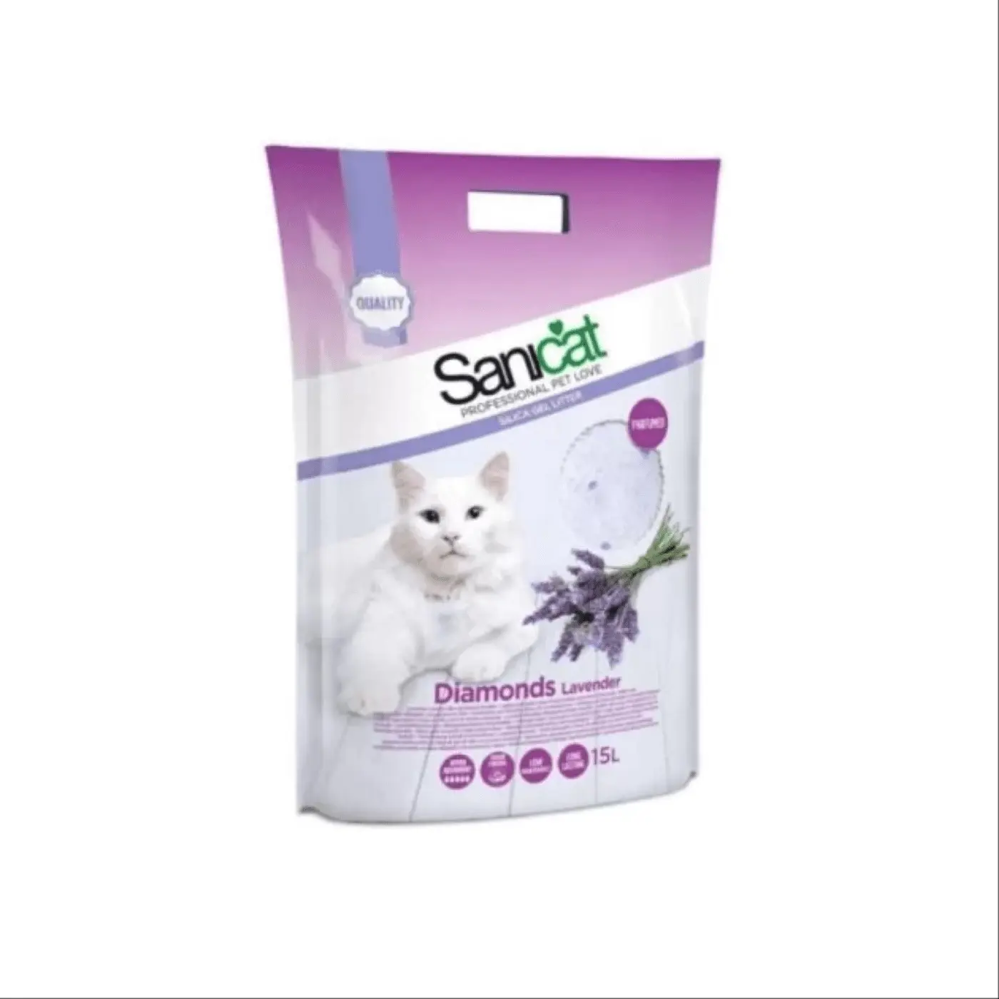 SANICAT Silikonski posip za mačke Diamonds Lavanda 5l