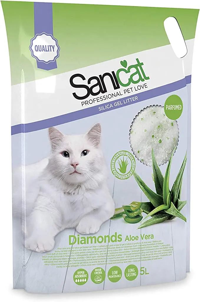 SANICAT Posip za mačke Diamonds Aloe Vera 5l beli