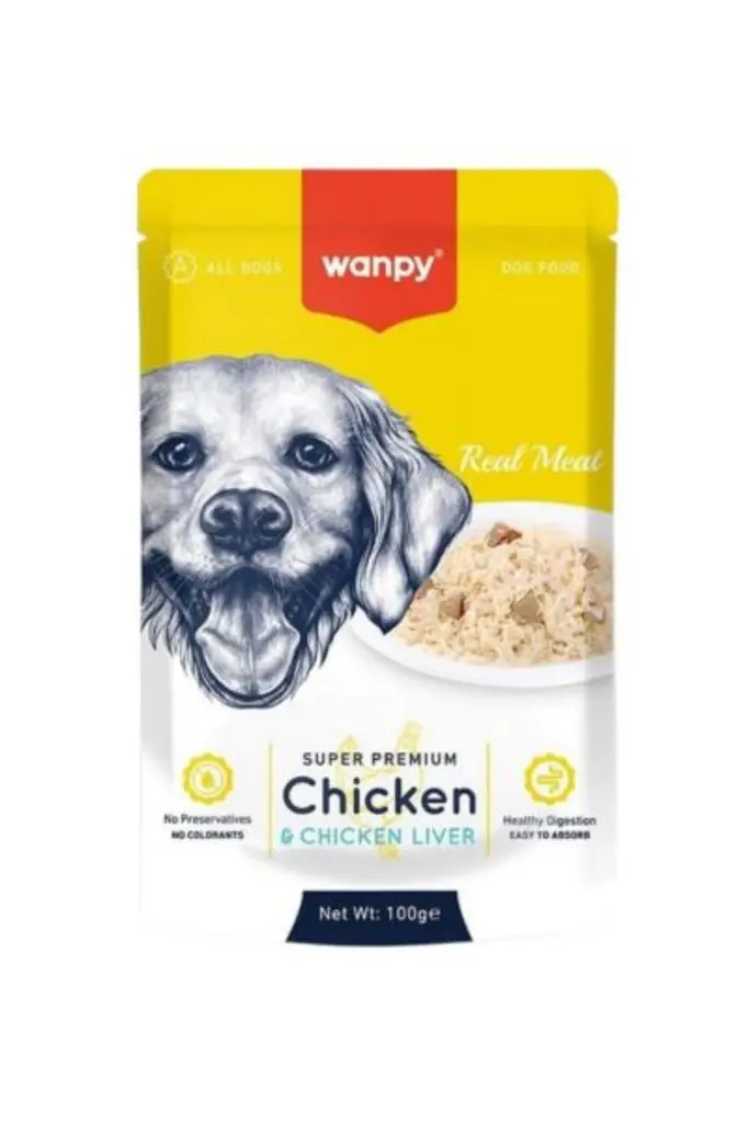 Wanpy Vlažna hrana za pse, Piletina i jetra, 100 g