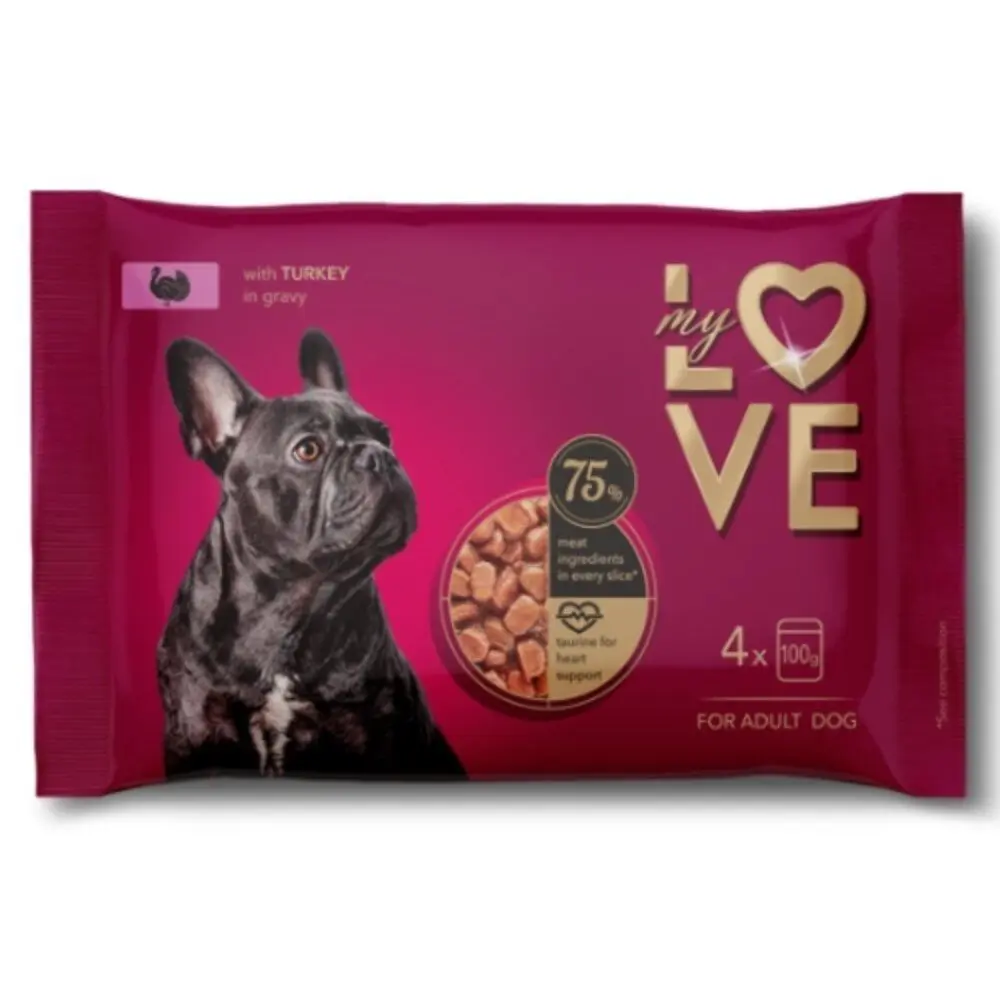 My Love Vlažna hrana za pse, Ćuretina, 4x100 g