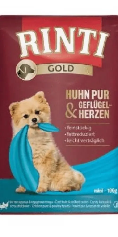 Rinti Gold Vlažna hrana za odrasle pse, Sos sa piletinom i srcem živine, 100g