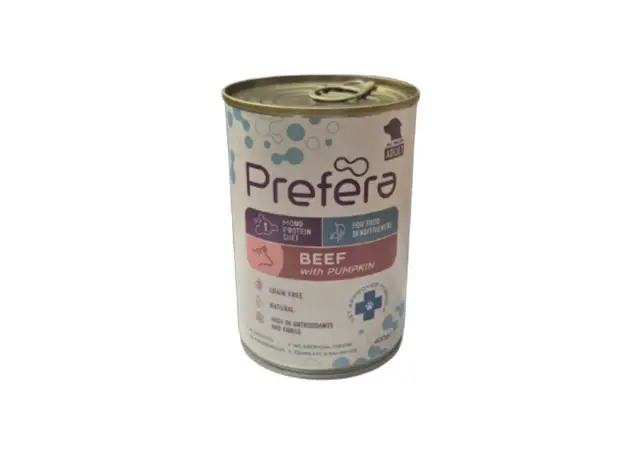 Prefera Monoprotein Pašteta za pse, Govedina i bundeva, 400g