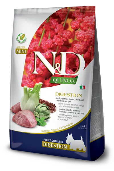 N&D Kinoa Digestion Mini Adult 7kg. - јagnjetina, kinoa, komorač, menta i artičoka