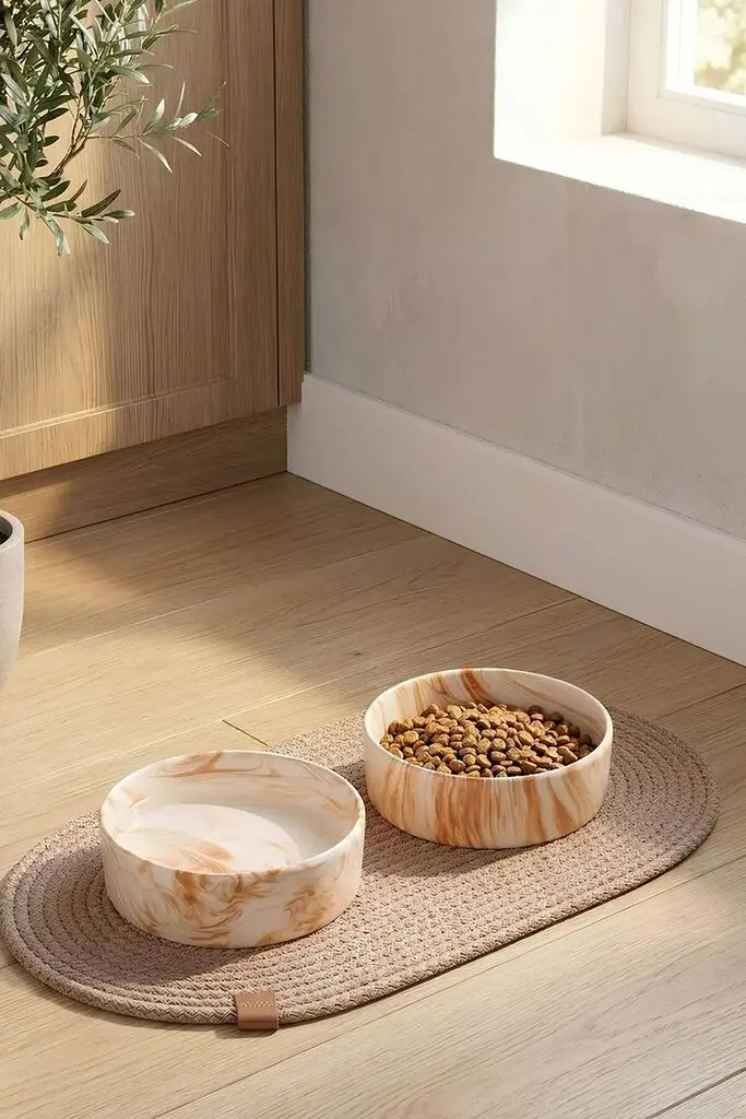 Paws & Whiskers Set činija za hranu za kućne ljubimce, 2 komada, Braon