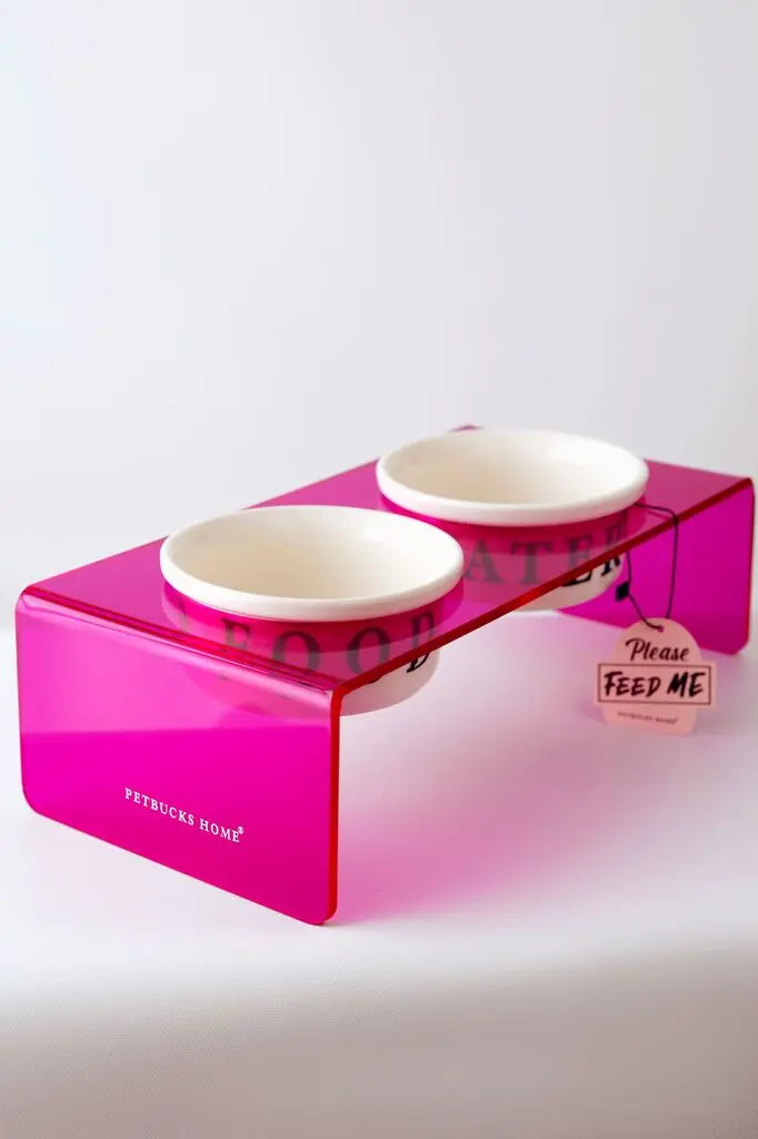 Paws & Whiskers Set činija za hranu za kućne ljubimce, 3 komada, Roze