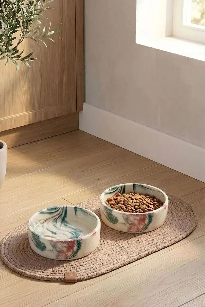 Paws & Whiskers Set činija za hranu za kućne ljubimce, 2 komada, Tirkizni