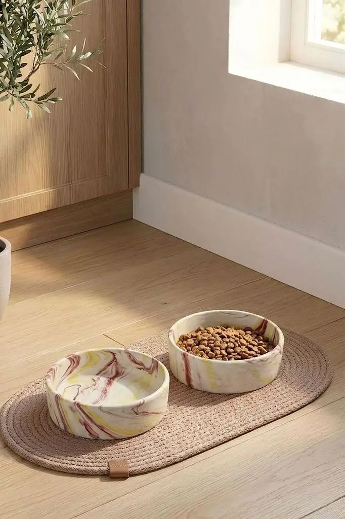 Paws & Whiskers Set činija za hranu za kućne ljubimce, 2 komada, Žuti