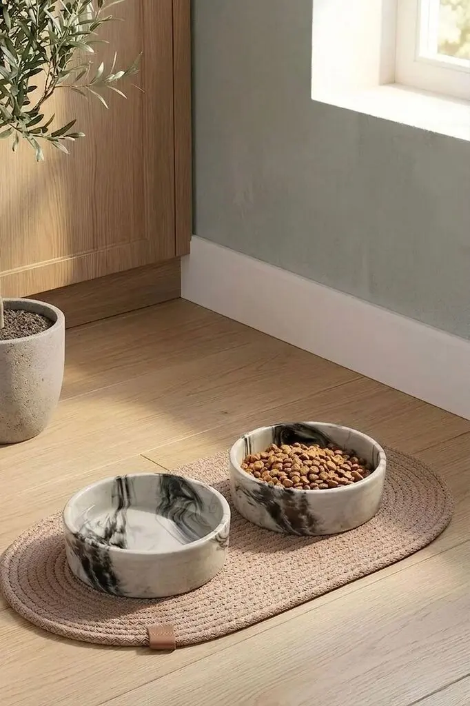 Paws & Whiskers Set činija za hranu za kućne ljubimce, 2 komada, Crni