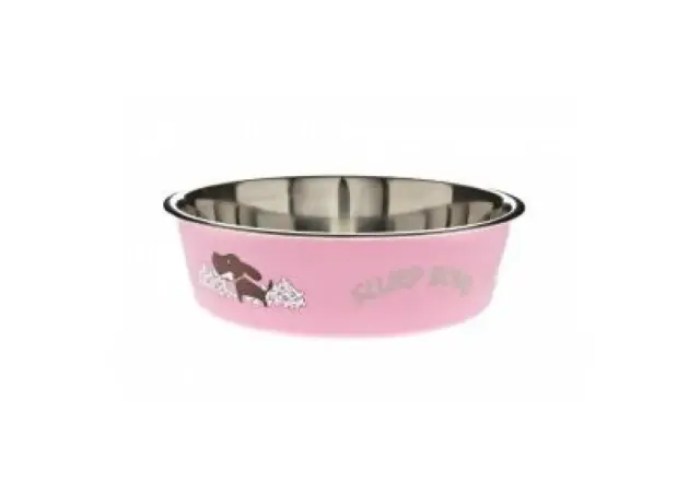 Ferribiella Činija za pse sa gumom, Inox, 21cm, Roze