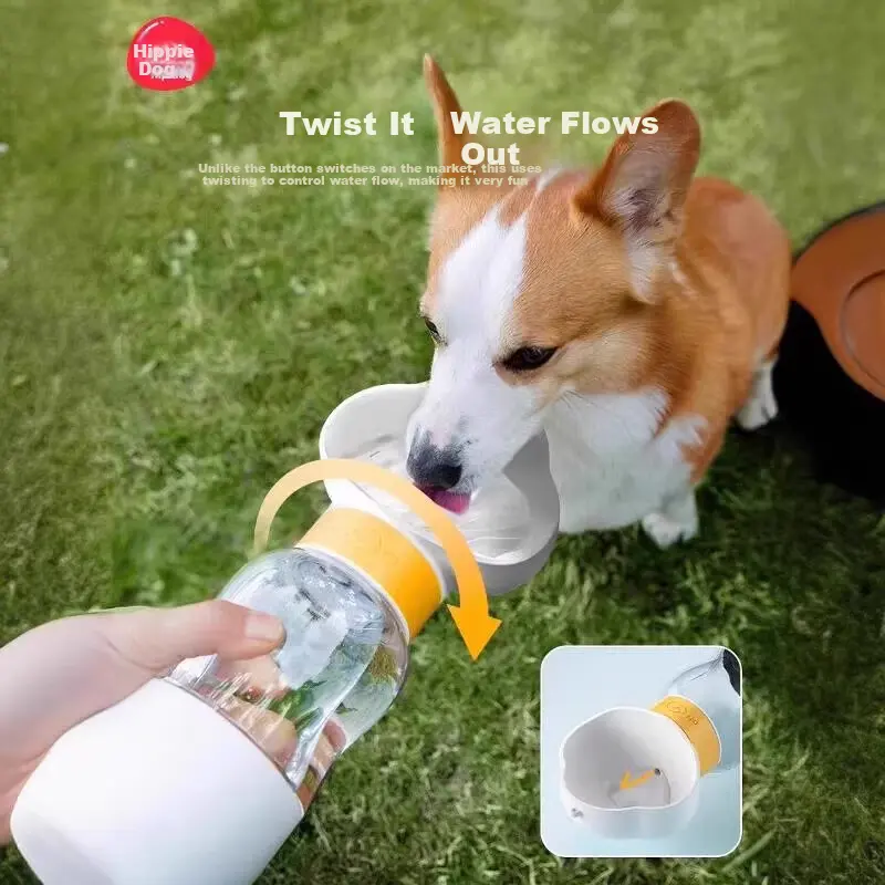 Hipidog Prenosiva činija za pse sa bocom, 600 ml, Bela