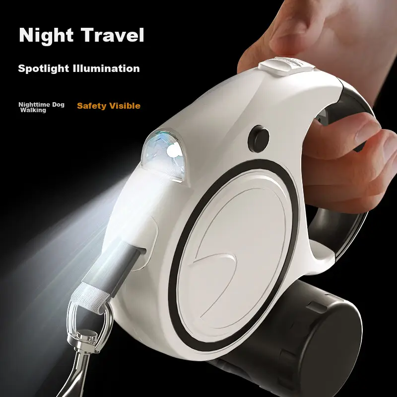 Hellojoy LED povodac za pse, 5 m, Crno-beli