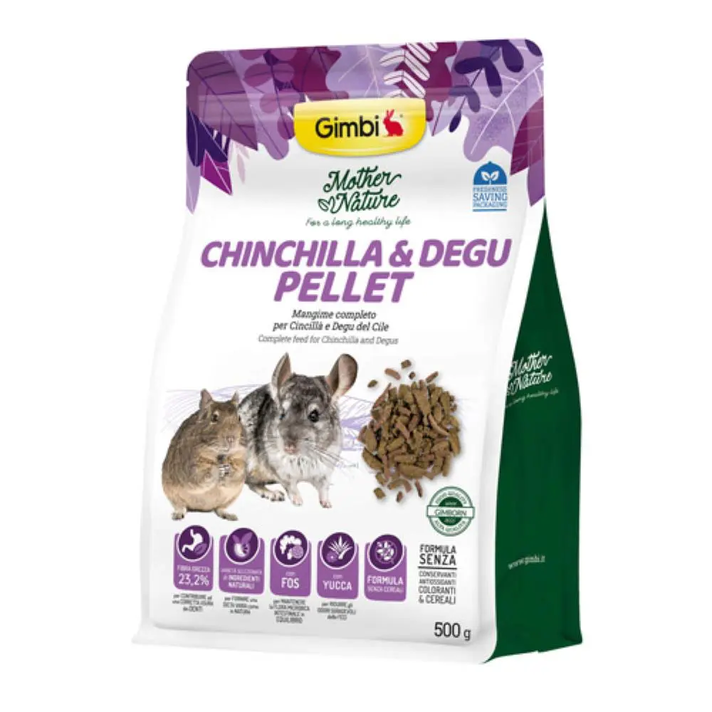 Gimbi Pelet hrana za činčile i degue Mother Nature, 500 g