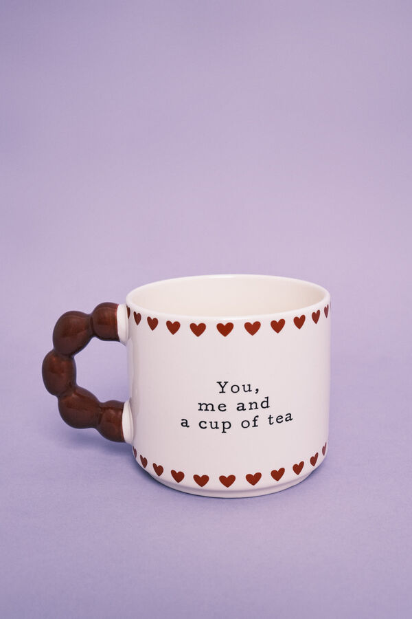 Beige Keramiktasse mit Kugelgriff