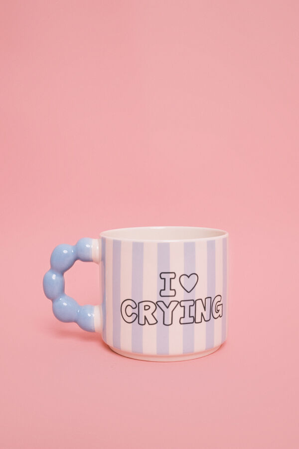 Blaue Keramiktasse mit Kugelgriff