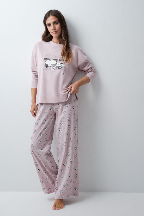 Rosa Baumwoll-Pyjama lang Snoopy