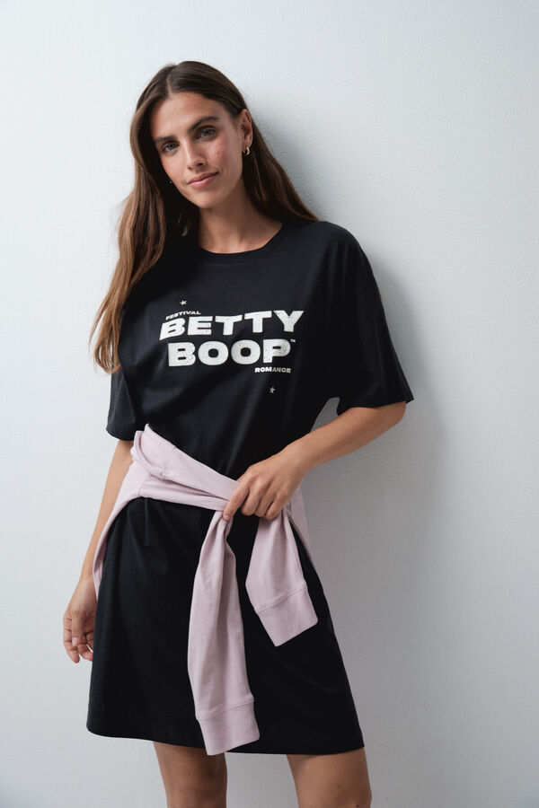 Dunkelgraues kurzes Betty Boop Nachthemd