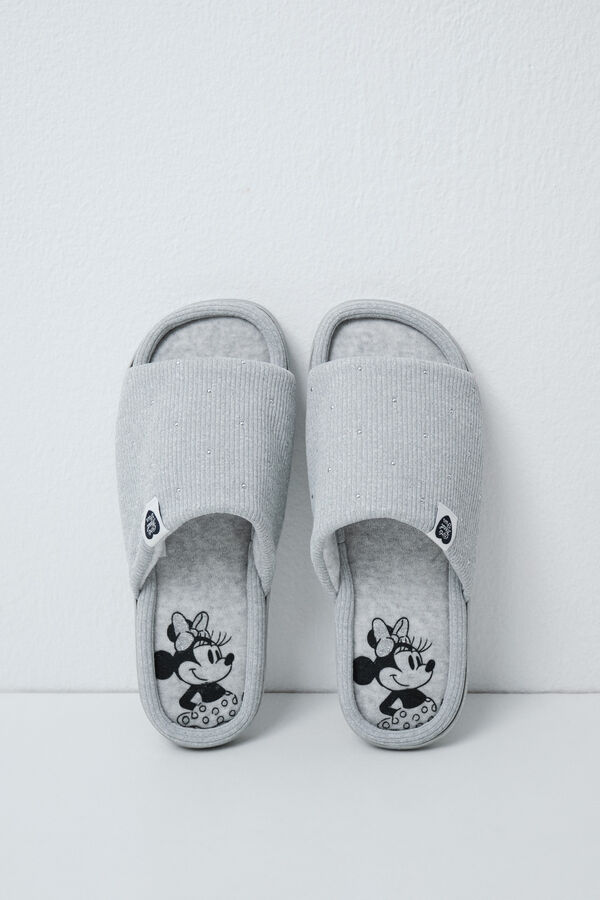 Graue Minnie Mouse Hausschuhe