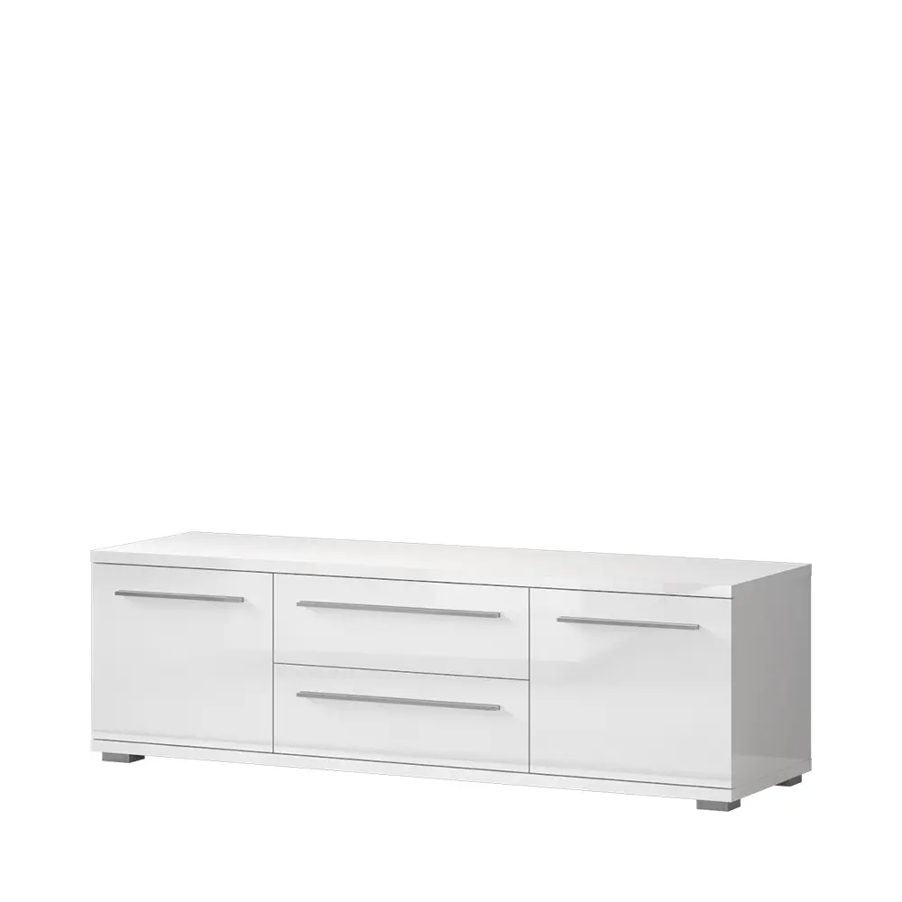 JELA TV STO TV150-2K2F/PN - kolekcija Piano - Bela lak/Kristalno Bela HG Lak - 150x46x45 cm