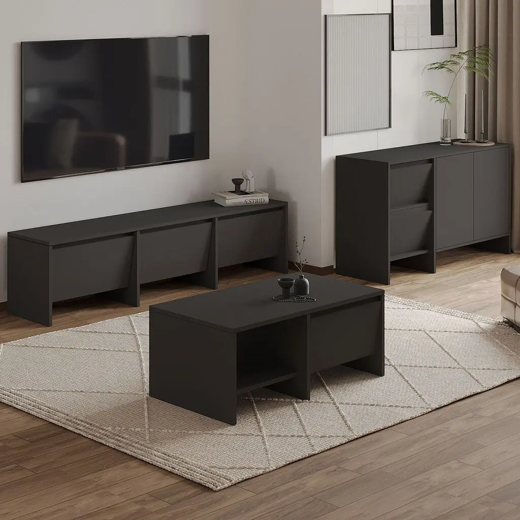 Hanah Home Komplet nameštaja za dnevnu sobu, Antracit