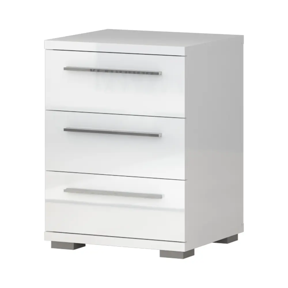 JELA NOĆNI STO NS3/PN - kolekcija Piano - Kristalno bela/Kristalno Bela HG Lak - 45x61x40 cm