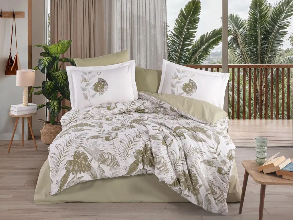 L'essentiel Maison Set poplin posteljine, Maslinasti
