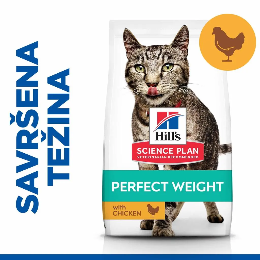 Hill's Science Plan Suva hrana za mačke, Cat Perfect Weight, Piletina, 1.5kg