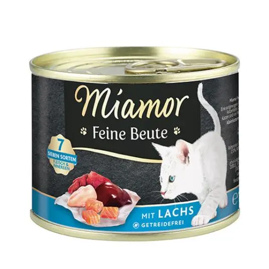 MIAMOR Vlažna hrana za mačke Feine beute losos 185g