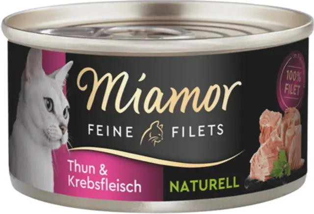 MIAMOR Vlažna hrana za mačke, Prirodni fileti tuna i kraba Feine Filets, 80g