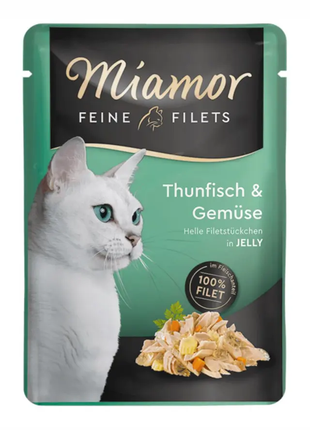 MIAMOR Vlažna hrana za mačke, Fileti u želeu tuna i povrće Feine Filets, 100g