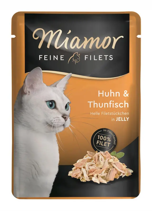 MIAMOR Vlažna hrana za mačke, Fileti u želeu piletina I tuna Feine Filets, 100g