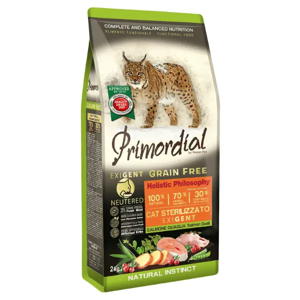 Primordial Suva hrana za mačke Adult Neutered, Losos i prepelica, 6 kg