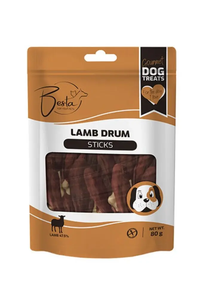 Besta Poslastica za pse Drum Sticks, Jagnjetina, 80 g