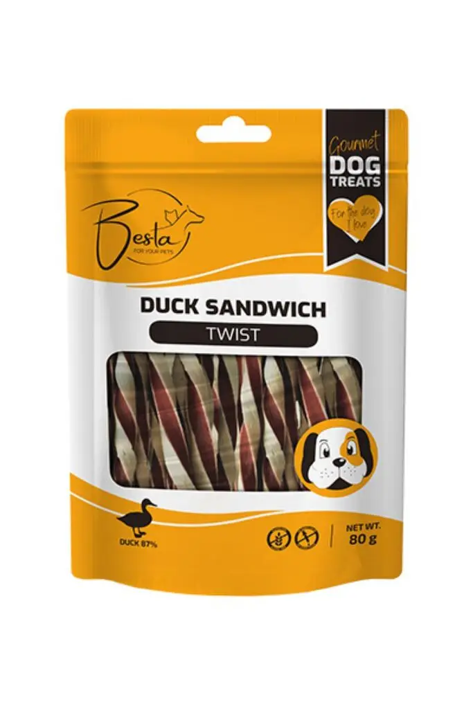 Besta Poslastica za pse Sandwich Twist, Pačetina, 80 g