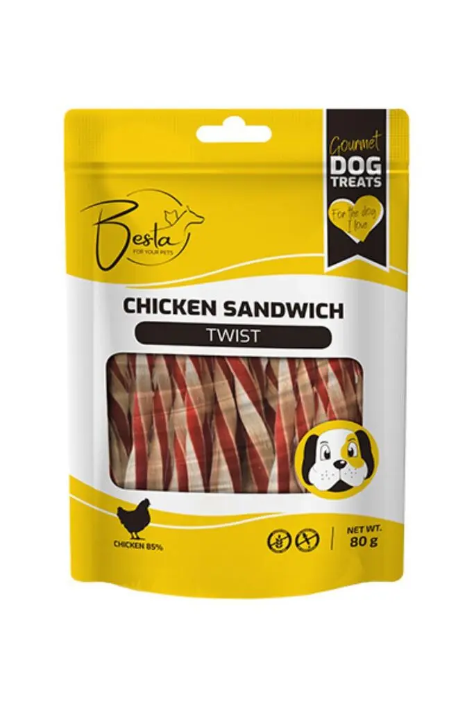 Besta Poslastica za pse Sandwich Twist, Piletina, 80 g