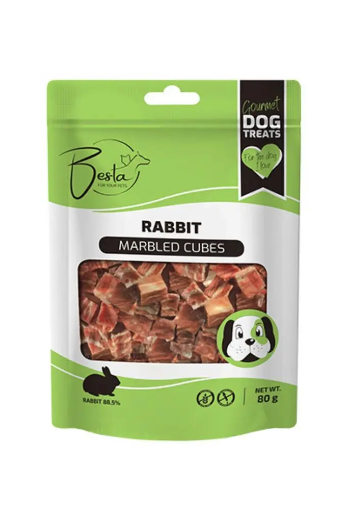 Besta Poslastica za pse Marbeled Cubes, Zečetina, 80g