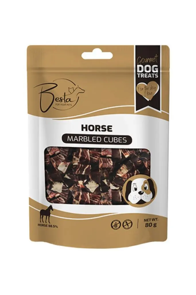 Besta Poslastica za pse Marbeled Cubes, Konjsko meso 80 g