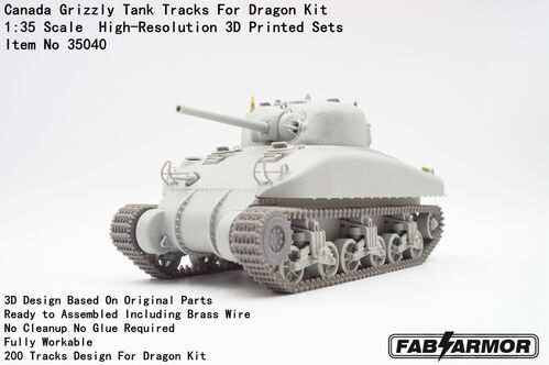 NEW! Fab Scale Fa35040 Canada Grizzly - Tank Tracks Set (for Dragon Kits / 3D-Printed)