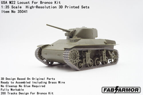 NEW! Fab Scale Fa35041 M22 Locust - Tank Tracks Set (for Bronco Models Kits / 3D-Printed)