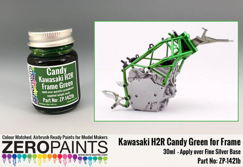 Zero Paints 1421B Kawasaki H2R Frame Candy Green For Frame