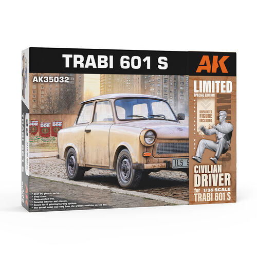 NEW! AK-Interactive 35032-A Trabi 601 S with Civilian Driver Figure (Limited Special Edition)