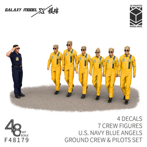 NEW! Galaxy-Model F48179 US Navy Blue Angels Ground Crew & Pilots Set (7 Figures / 3D-Printed)