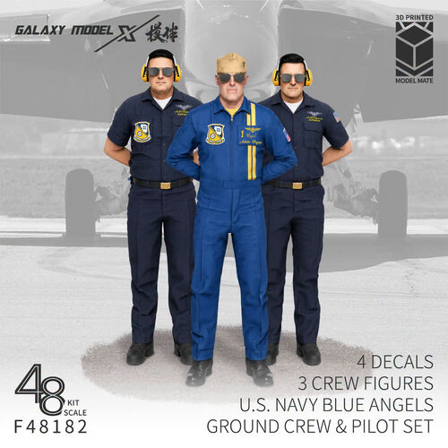 NEW! Galaxy-Model F48182 US Navy Blue Angels Ground Crew & Pilots Set (3 Figures / 3D-Printed)