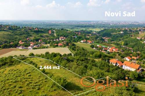 Ekskluzivan plac 2444 m² - Gradjevinsko zemljiste, Pogled na Novi Sad, Fruska Gora, Rakovac