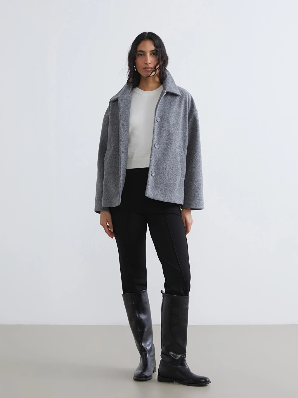 LCW Modest Kaput Od Kašea Sa Klasičnom Kragnom, Oversize Kroja, Za Žene