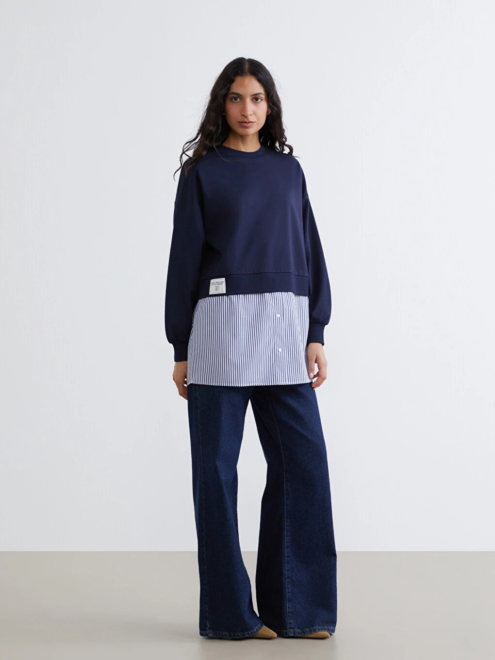 LCW Modest Prugasta Oversize Ženska Dukserica Tunika