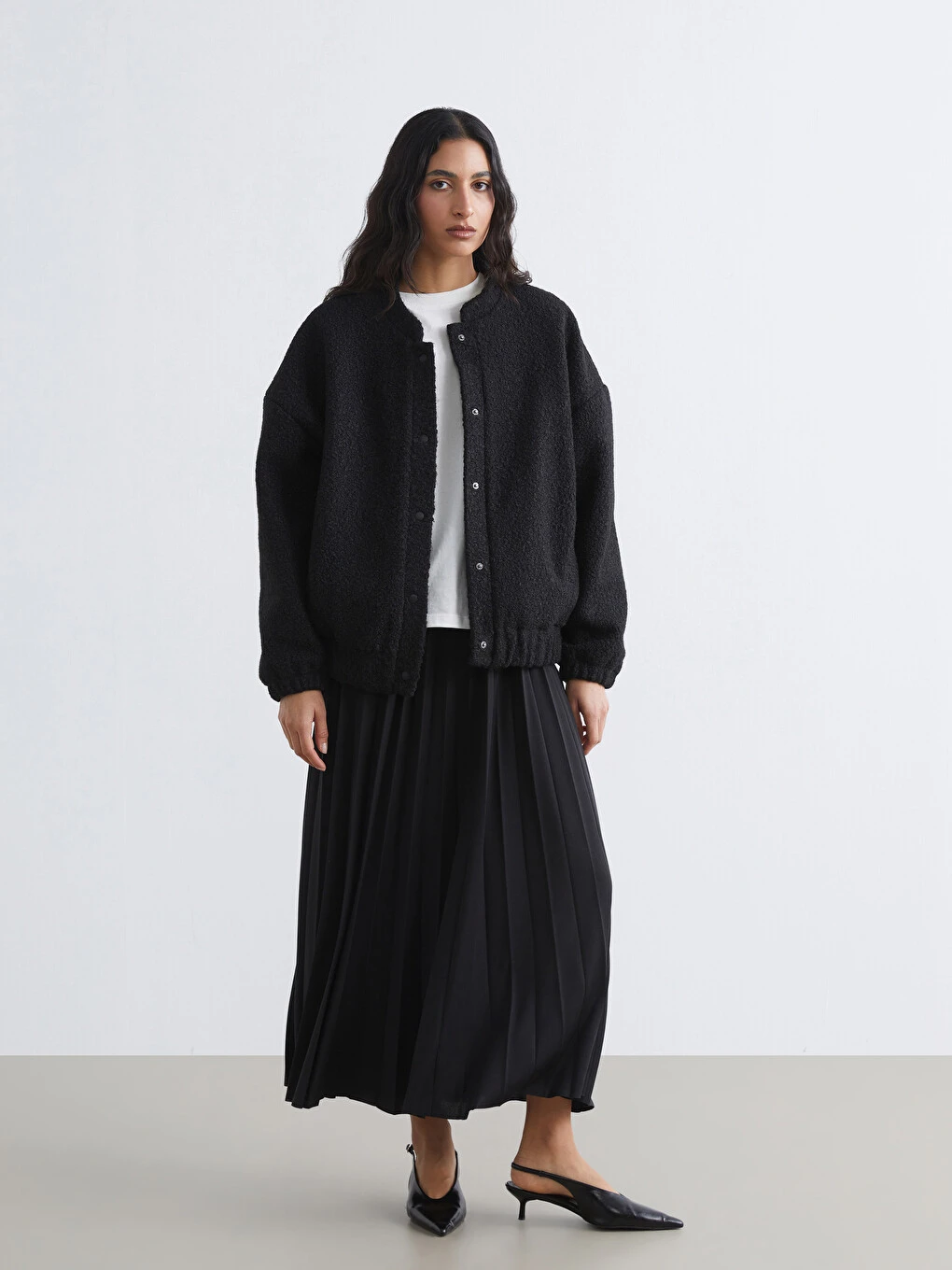 LCW Modest Ženski Plišani Oversize Kaput Sa Bejzbol Kragnom
